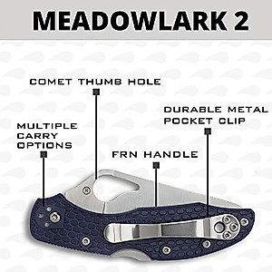 Spyderco Byrd Meadowlark 2 Lightweight Knife with 2.90" Stainless Steel Blade and Blue Non-Slip FRN Handle - CombinationEdge - BY04PSBL2