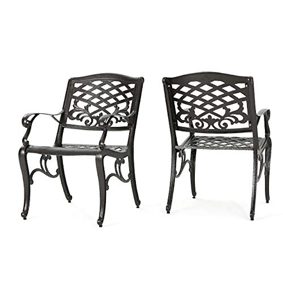 Christopher Knight Home Hallandale Outdoor Sarasota Cast Aluminum Rectangular Dining Set, 7-Pcs Set, Hammered Bronze