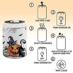 Bonsai Tree Halloween Wax Melt Warmer-Halloween Decor Black Cat Ceramic Wax Melt Warmer for Oil Candle-Farmhouse for Living Room Kitchen Bathroom Home