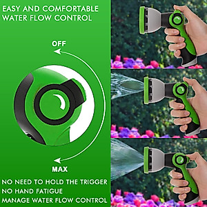 Heavy Duty Garden Hose 5/8" Super Flexible Water Hose with 10 Function Sprayer Nozzle 3/4" Solid Fittings Leakproof Hose 450 Burst PSI Watering Pipe Car Wash (50FT, Black+Green)