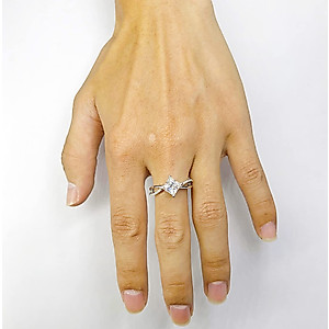 ZLAEBL 1.5 Carat (ctw) Moissanite Engagement Rings for Women Platinum Plated Silver Ring Moissanite Rings,6