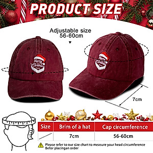 4 Pcs Christmas Hat Christmas Baseball Cap Embroidered Santa Hat Adjustable Washed Funny Baseball Cap for Men Women
