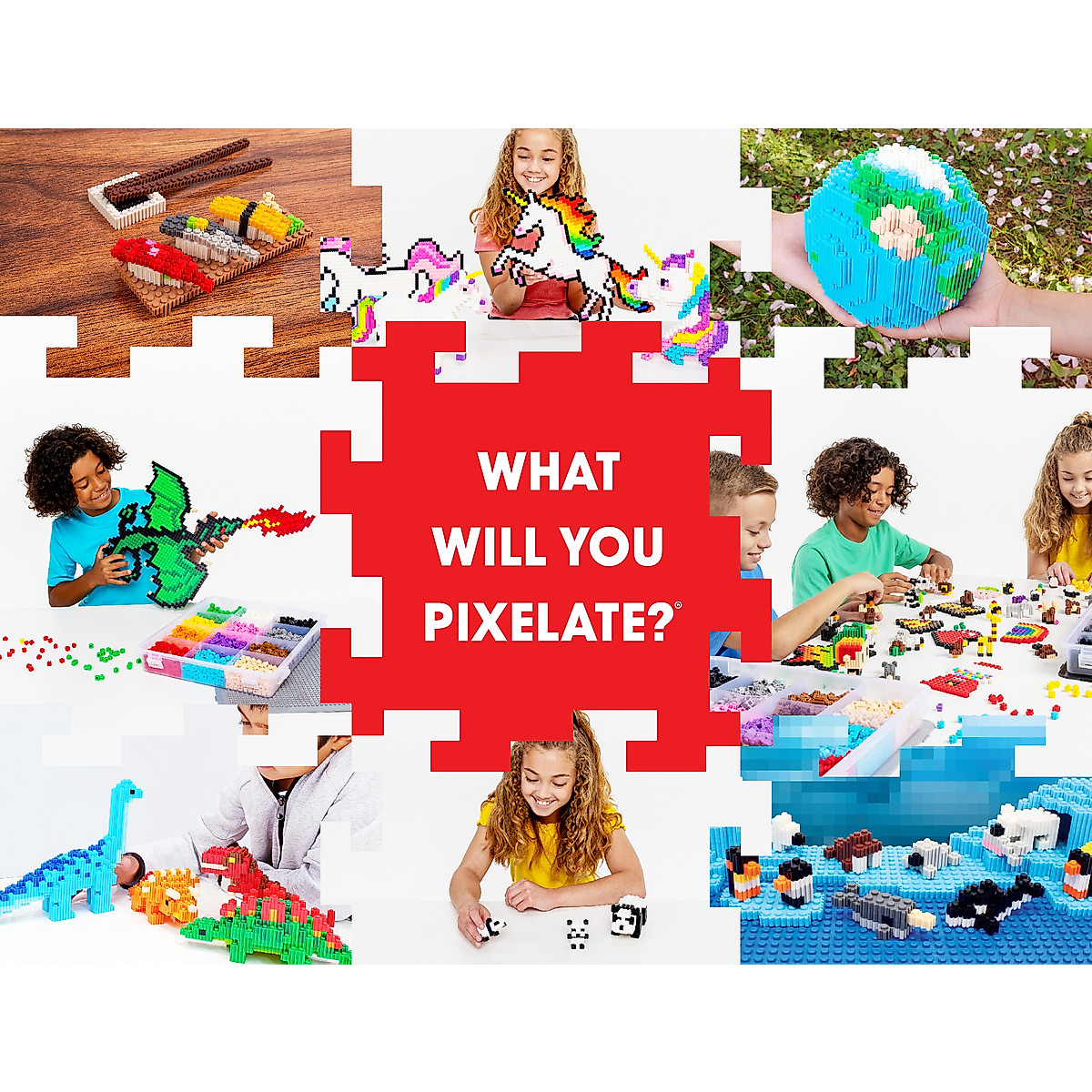 Pix Brix Pixel Art Puzzle Bricks – 6,000 Piece Pixel Art Container, 12 Color Light Palette – Interlocking Building Bricks, Create 2D and 3D Builds Without Water or Glue – Stem Toys, Ages 6 Plus