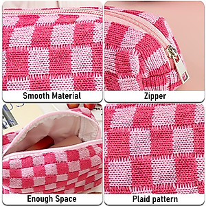 EYNDYN 4 PCS Checkered Makeup Bag Cosmetic Bag for Women Checkered Pouch Plaid Makeup Bag for Women Large Capacity Pencil Case Makeup Brushes Storage Bag Travel Toiletry Bag Organizer