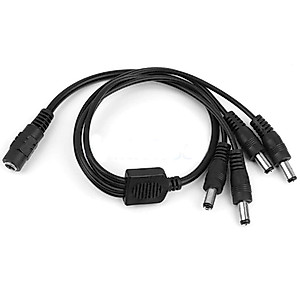 exgoofit 3-Pack DC 1 Female to 4 Male Way Output Power Splitter Cable Y Adapter for CCTV Security Cameras and LED Strip Lights