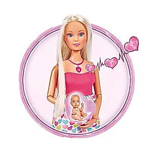 Simba Steffi Love 105733480 Baby Happiness, Pregnant Doll with Baby and Great Sounds, Baby Accessories and Baby Seat