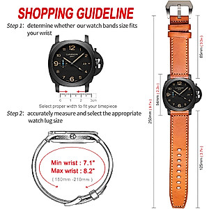 Hemsut Genuine Leather Watch Band, Retro Vintage 20 22 24 26mm Handmade Replacement Leather Watch Strap for Men and Women