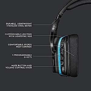Logitech G635 DTS:X 7.1 Surround Sound LIGHTSYNC RGB PC Gaming Headset, Pro-G 50 mm drivers DTS Headphone:X 2.0 surround, Gaming Headset with Full & Cinematic Sound (Renewed)