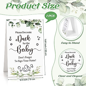 Seenelling 45 Pcs Baby Shower Decorate Ducks Game Set Includes Baby Shower Game Sign 32 DIY Blank Rubber Ducks 12 Paint Marker White Blank Rubber Duck Prize for Baby Shower Gender Revel Game(Leaves)