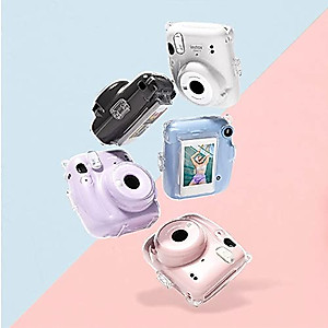 wogozan Clear Case for Fujifilm Instax Mini 11 Instant Camera Protective Case- Upgrade Back with Photo Pocket for Storing 10 Photos+Adjustable Shoulder Strap and Camera Sticker