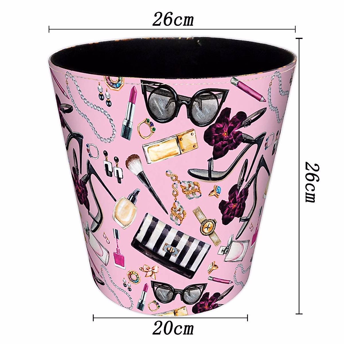 Scakbyer 10L/2.64 Gallon PU Leather Trash Can Decorative Wastebasket Waterproof Paper Basket Garbage Bin for Home Office Bathroom Living Room