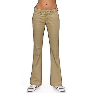 KHAKI & BLUE Women's Work Pants – Low Rise Flared Leg Bootcut Casual Trousers with Pockets 79626JTW098CA Khaki 10