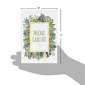 NobleWorks - 1 Spanish Thank You Card with Envelope - Espanol Gratitude Stationery Greeting - Muchas Gracias C6649TYG-SL