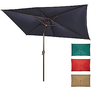 NOWENSOL Patio Umbrella Rectangular Outdoor Table Umbrella with Crank & Push Button Tilt for Terrace, Backyard, Garden, Courtyard, Swimming Pool, Lawn, 6.5x10ft (Navy Blue)