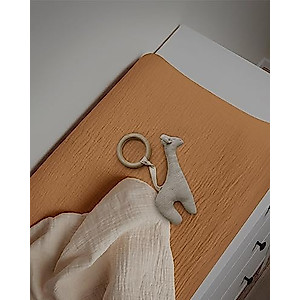 Muslin Changing Pad Cover, Ultra Soft Cotton Diaper Changing Table Covers for Baby Girls Boys, Boho Changing Pad Sheets Neutral, Comfy and Breathable, 2 Pack (Retro Yellow & Beige)