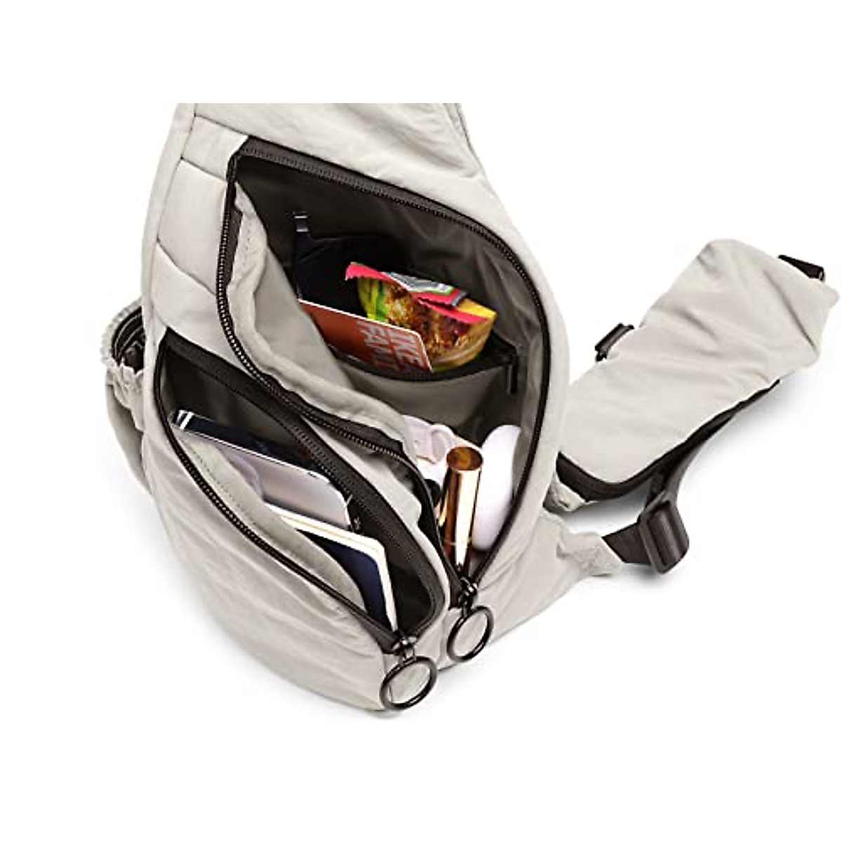 ODODOS Crossbody Sling Bag with Adjustable Straps Small Backpack Lightweight Daypack for Casual Hiking Outdoor Travel, Light Grey