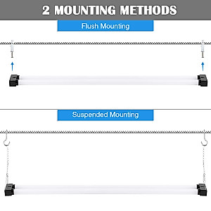 ZJOJO Linkable LED Shop Light for Garage, 4500lm 4FT 40W Utility Light Fixture for Workshop 6000K Daylight LED Workbench Light with Plug [250W Equivalent] Hanging or Surface Mount Black - 10Pack