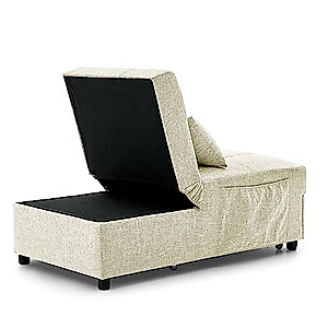 DUNTRKDU 4 in 1 Function Folding Ottoman Sleeper Sofa Bed with Plastic Legs, Single Bed Chair Work as Ottoman, Chair, Sofa Bed & Chaise Lounge, Modern Sofa Bed for Living Room Home Office (Beige)