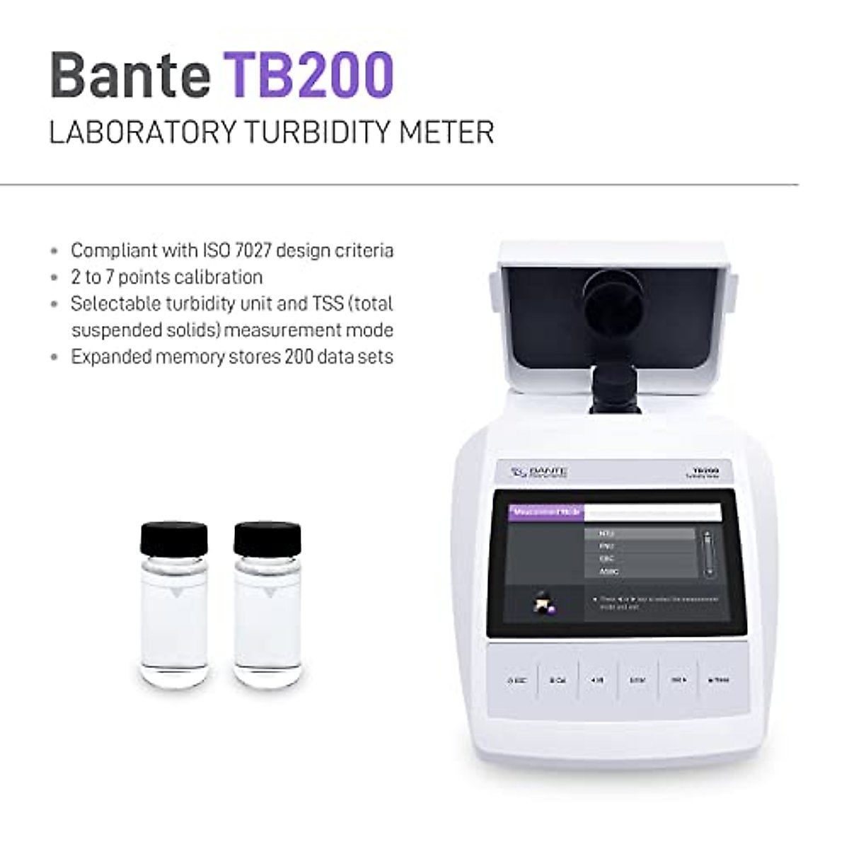 Bante TB200 Laboratory Turbidity Meter | Turbidimeter | 2 to 7 Points Calibration, Selectable TSS Measurement Mode and Turbidity Units, Accuracy ±2%