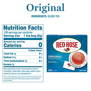 Red Rose Original Full Flavored Black Tea Specially Blended Strong Black Tea with 100 Tea Bags Per Box (Pack of 2) Contains Caffeine Brew Hot/Cold Original Black Tea