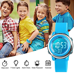 cofuo Kids Digital Sport Waterproof Watch for Girls Boys, Kid Sports Outdoor LED Electrical Watches with Luminous Alarm Stopwatch Child Wristwatch