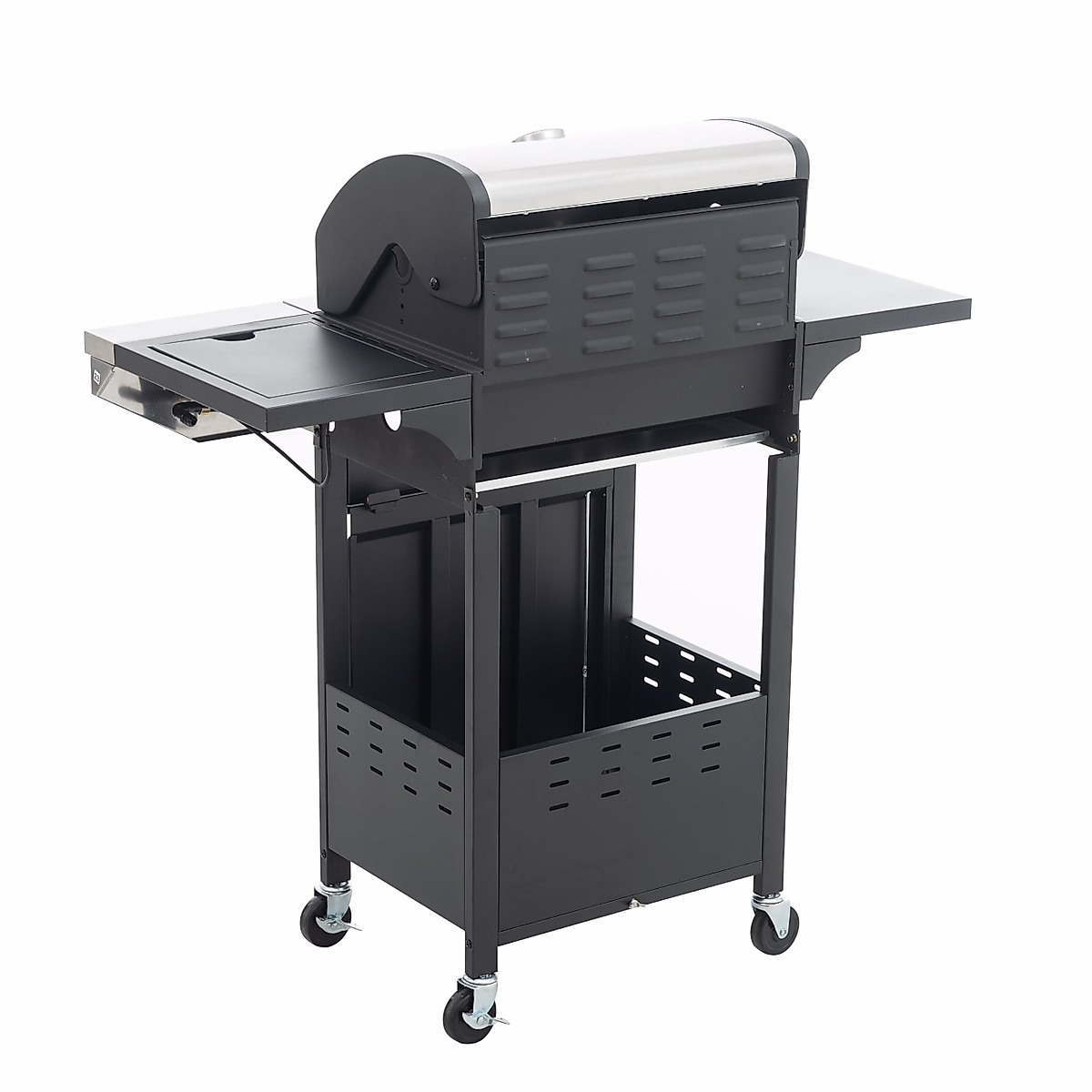Propane Grill with Side Burner and Temperature Gauge - Stainless Steel Gas Grill with 3 Heads and 430 Thickness - Outdoor Cooking Grill with Electronic Ignition System and Cast Iron Cooking Grids