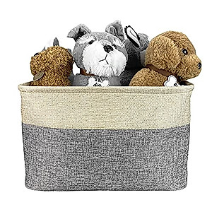 MALIHONG Personalized Foldable Storage Basket with Lovely Dog Pit Bull Collapsible Sturdy Fabric Pet Toys Storage Bin Cube with Handles for Organizing Shelf Home Closet, Grey and White