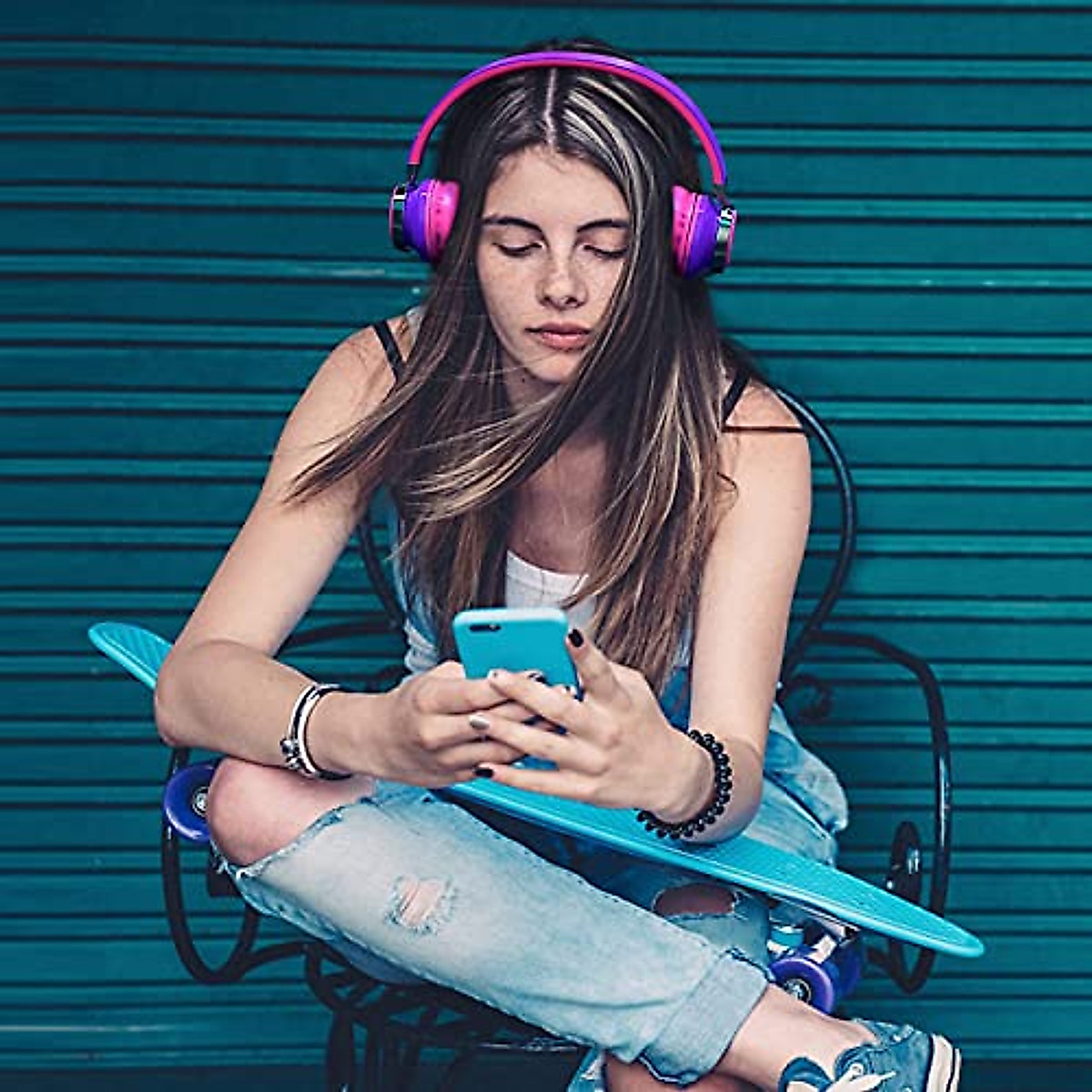 ELECDER i39 Headphones with Microphone Foldable Lightweight Adjustable On Ear Headsets with 3.5mm Jack for Cellphones Computer MP3/4 Kindle School Purple/Pink