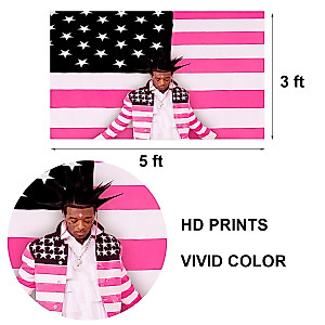 Pink Tape Flag Tapestry Music Album Cover Tapestry Lil Rapper Uzi Pink American Flag Tapestry Wall Hanging Dorm Backdrop Banner Room Flags Home Decor Fans Gift (3x5ft)