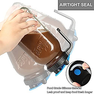 Half Gallon Mason Jar Pitcher Large Wide Mouth 64 oz with Lid - 2 Quart for Iced Tea, Sun Lemonade, Coffee, Airtight, Set of 1