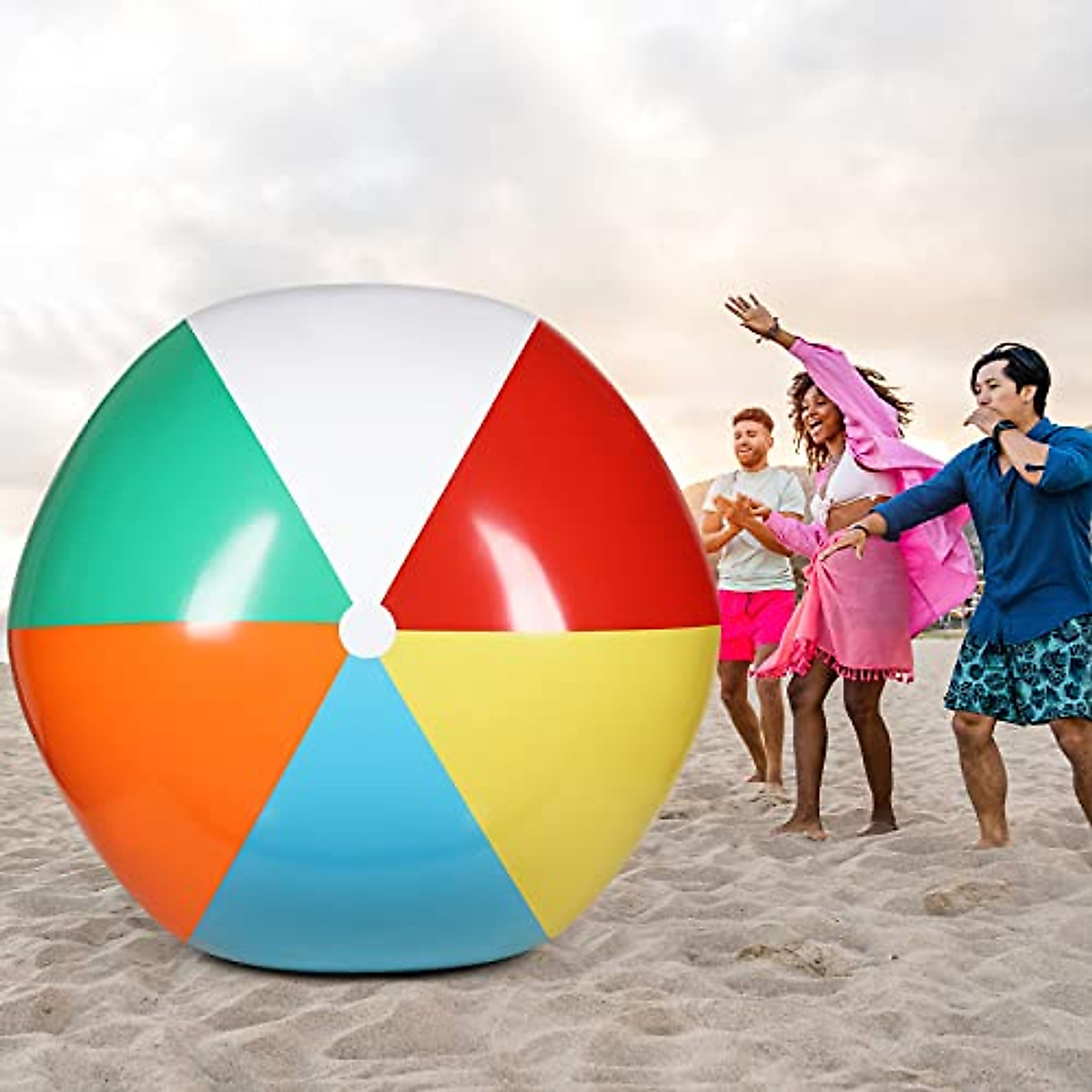 Giant 6FT Beach Balls - 3-Pack Rainbow Inflatable Fun