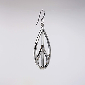 Oval Hippie Peace Sign Dangle Earrings Silver Finish Pewter