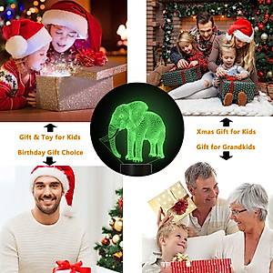 FULLOSUN Elephant Gifts, 3D Night Light for Kids 16 Colors Changing 3D Illusion lamp with Remote Control & Smart Touch, Child Xmas Birthday Gifts for Boys Age 2 3 4 5 6+ Year Old