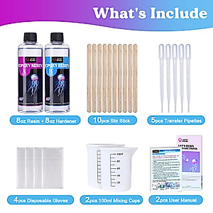 LET'S RESIN 16oz Clear Epoxy Resin,Bubbles Free Casting Resin for Art Crafts, Jewelry Making, Crystal Clear 2 Part Resin and Hardener with Mixing Cups, Stir Stick, Transfer Pipettes, Gloves