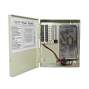 InstallerCCTV 9 Outputs 12 Amp 12V DC CCTV Distribution Power Supply Box for Security CCTV Camera, Led and All Other 12V DC Devices, UL Listed