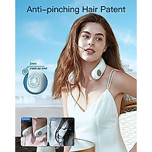RANVOO [Lightweight but Powerful] Portable Neck Fan, Cooling Travel Fan, Hands-Free Ultra Lightweight Quier Bladeless Battery Operated Rechargeable For Outdoor Indoor Women Kids Men-White