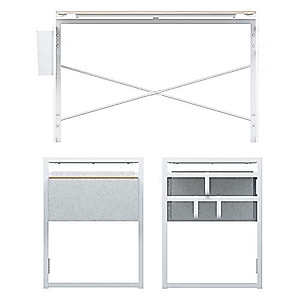 JSB 39.4" Small Folding Computer Desk with Storage Bag and Hook, Writing Desk Modern Industrial Work Table Laptop Desk for Home Office (Natural and White)