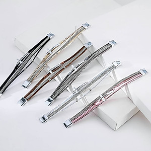 Women's Bracelet Cross Bracelet Diamond Leather Magnetic Buckle Bracelet Best Gift for Birthday Party, Thanksgiving, Christmas