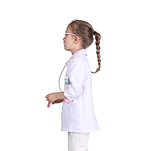 leegleri Doctor Lab Coat Role Play Costume Pretend Play Jacket for Toddler,Doctor Dress Up Outfit for Birthday Gift(3-4years)