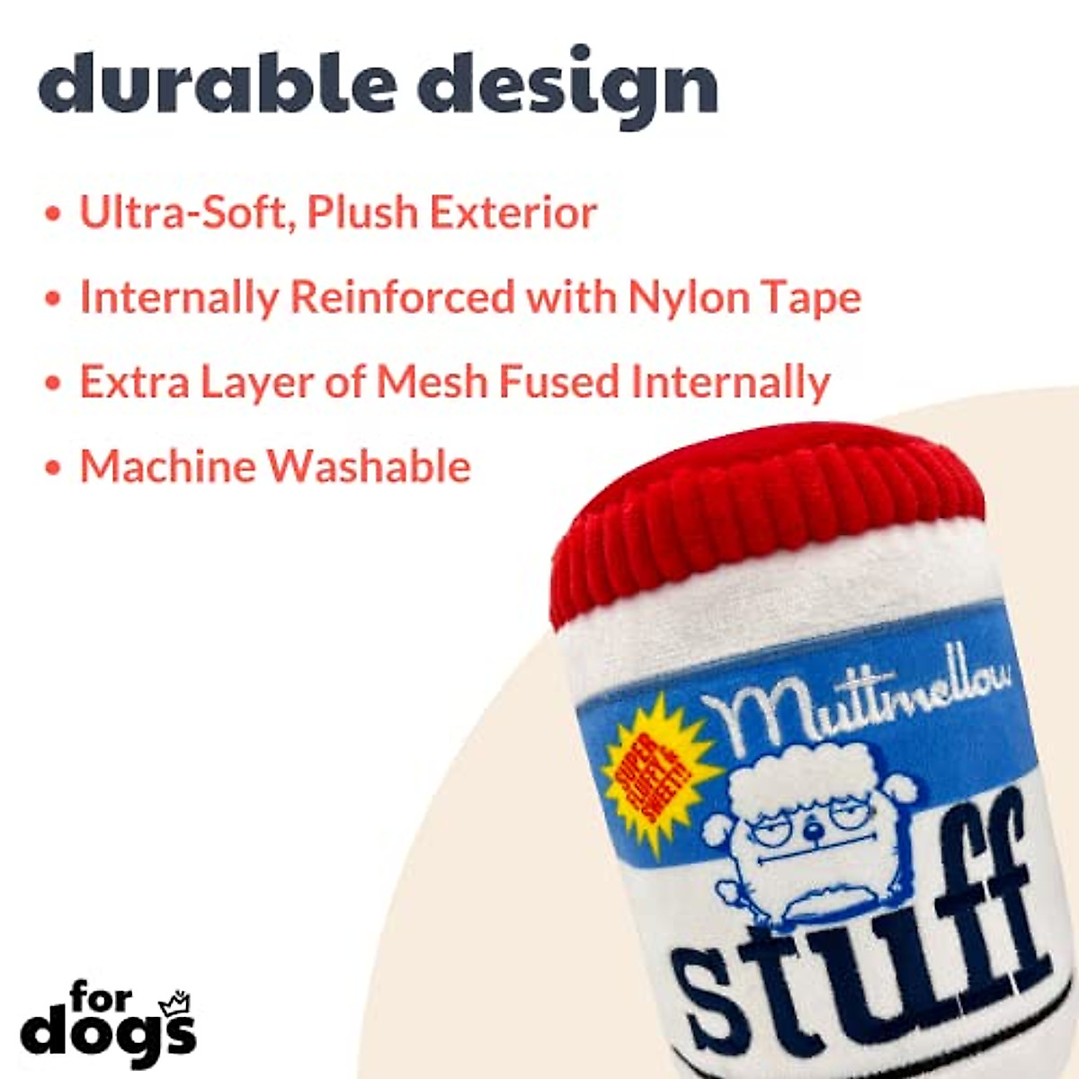 Huxley & Kent H&K for Dogs Power Plush | Muttmellow Stuff (Small) | Funny Dog Toy | Dog Toy with Squeaker | Dog Gift | Fun, Durable, and Safe | Squeaky Dog Toy