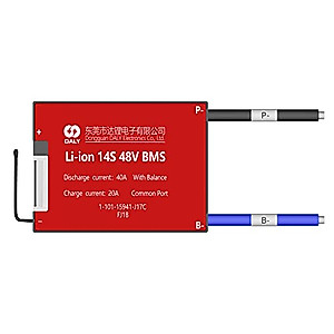 DALY BMS Li-ion 14S 48V 40A PCB Battery Protection Board Common Port with Balance for Lithium Battery Pack Rated 3.7V(Standard BMS,40A)