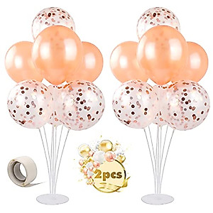 Balloon Stand Kit - Tinabless 2 Sets of Clear Table Desktop Balloon Holder with 7 Balloon Sticks,7 Balloon Cups and 1 Balloon Base for Birthday | Wedding Party, Holidays, Anniversary Decorations