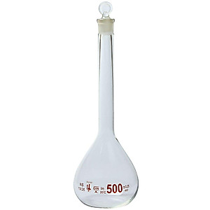 Volumetric Flask Set - 4 Sizes - 100, 250, 500, and 1000ml, 3.3 Boro Glass, Class A, Ground Stopper, Karter Scientific 213W18