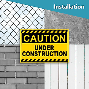 2 PC Under Construction Sign - 12 x 8 Coroplast Caution Area Under Construction Signs with Grommets - Work Zone Signs Caution Construction Zone Sign