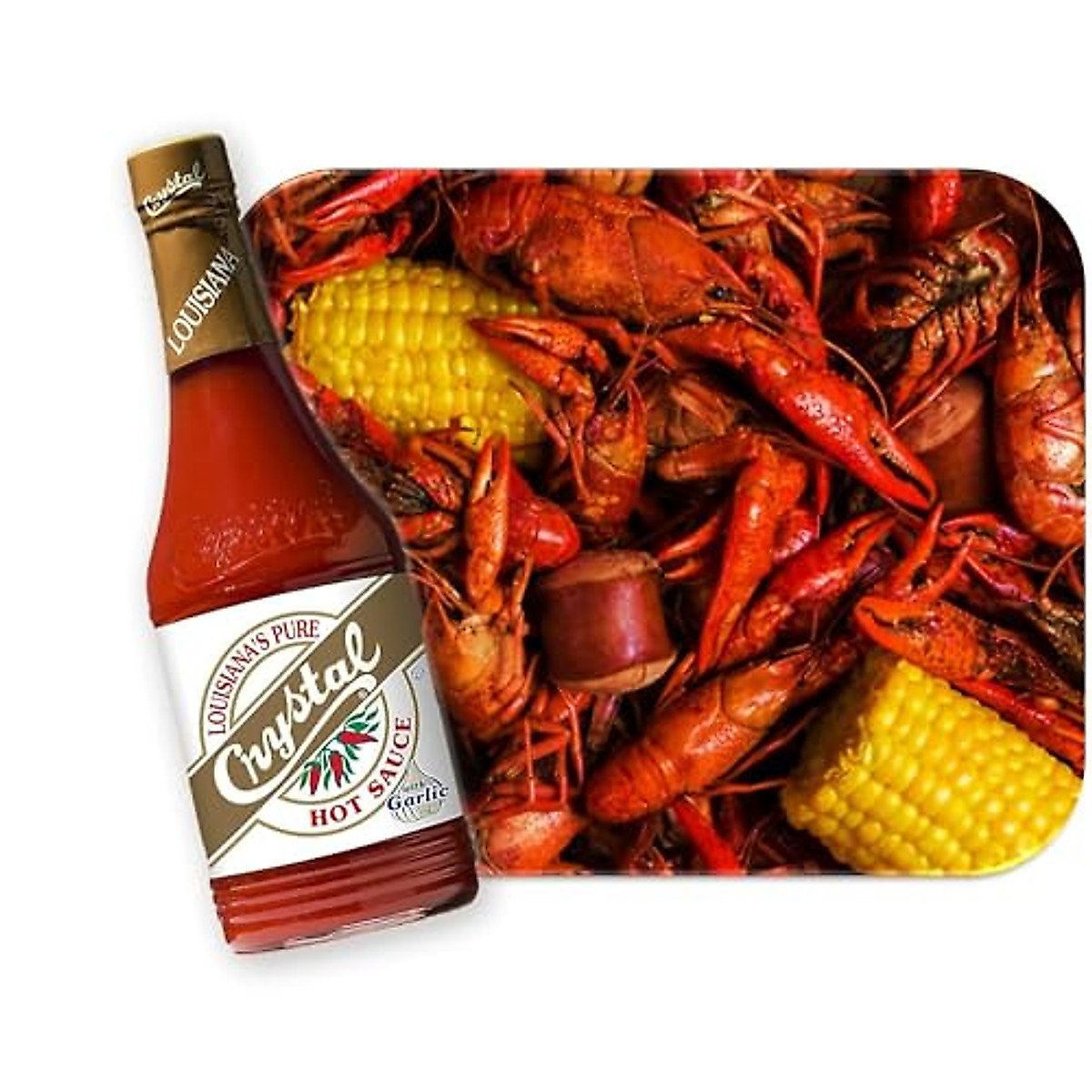 Crystal Louisiana's Pure Hot Sauce with Garlic, 12 Ounce, Aged Cayenne Peppers, Medium Heat, Flavor Gumbo to Bloody Mary's