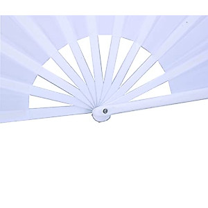 HONSHEN 2 Pack Large Folding Hand Fan,White Chinese Kung Fu Tai Chi Fan Nylon-Cloth Fan for Men and Women Performance, Dance, Decorations, Festival, Gift (Folding Fan White+case 2p)