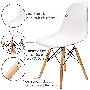 Aaron Living Dining Room Chairs Set of 4 Pre Assembled Modern Comfortable Plastic Dining Chairs (White, Set of 4)