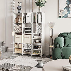 AWTATOS Cube Storage Organizer Closet Storage 12 Cube Shelves, Large and Small Cubes, DIY Portable Closet Clothes Storage Shelfs for Home, Bedroom, White