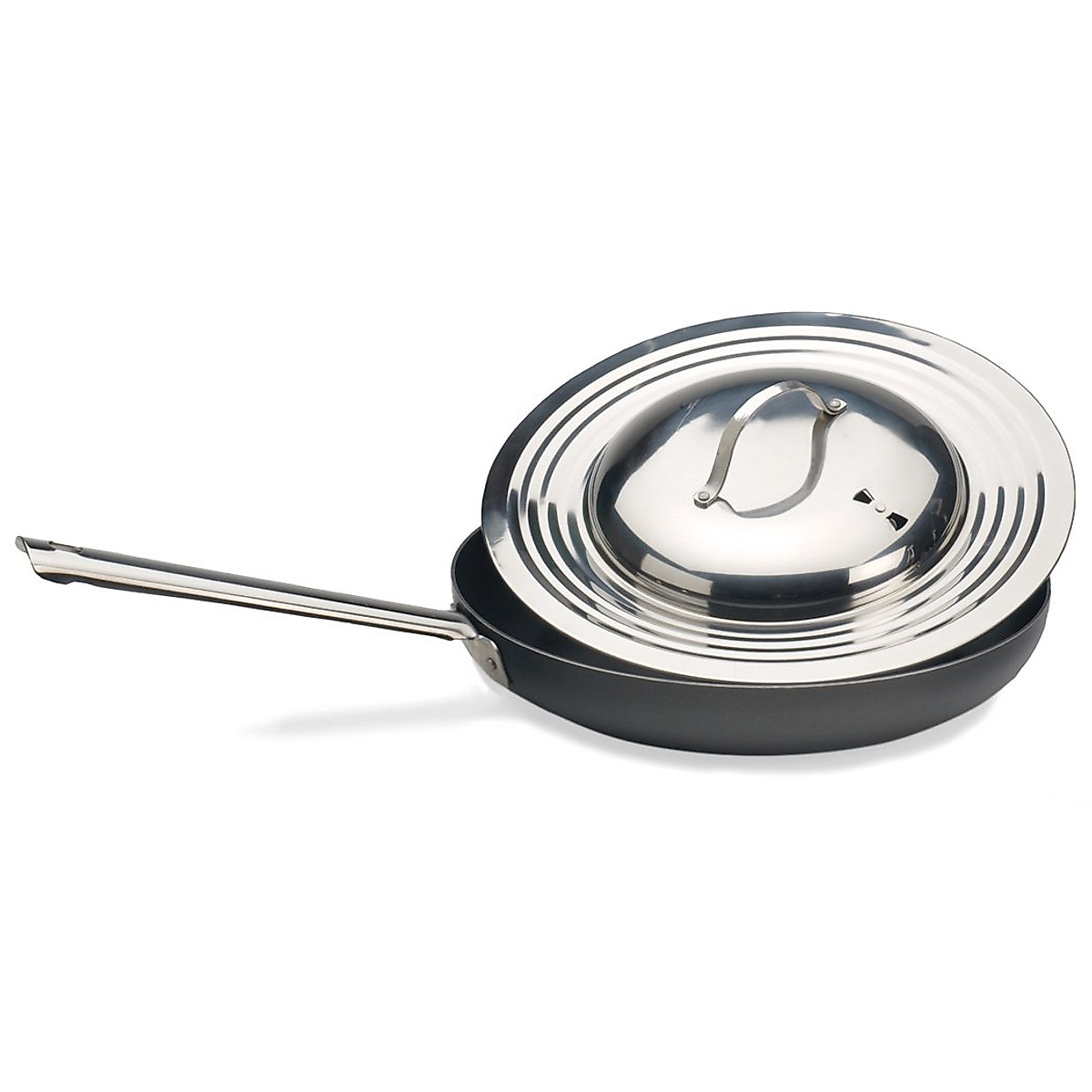 RSVP International Endurance Universal Lid with Adjustable Steam Vent, One Size - Stainless Steel, 12.5"x 12.5" x 3" |Fits 7" - 12" pots & pans |Dishwasher Safe| Oven Safe