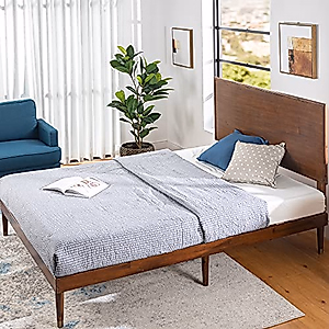 ZINUS Raymond Wood Platform Bed Frame with Adjustable Wood Headboard, Solid Wood Foundation, Wood Slat Support, No Box Spring Needed, Easy Assembly, King, 80.3"L x 76"W x 38.4"H, Brown